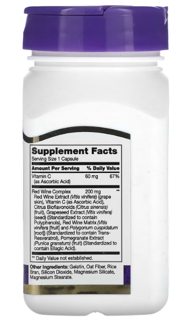 Resveratrol Red Wine Extract, 90 Capsules 21st Century