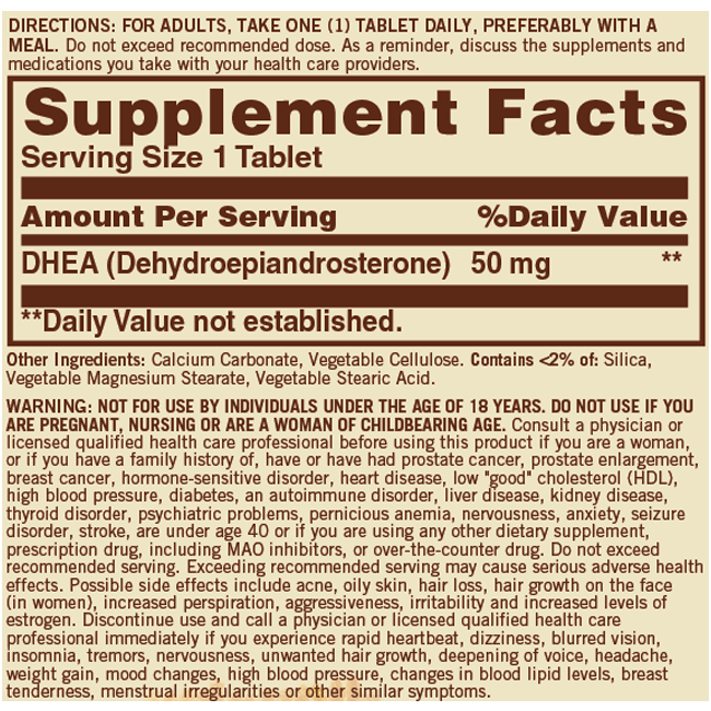 DHEA 50mg (60 tabs) - Sundown Naturals DHEA 50mg (60 tabs) - Sundown Naturals